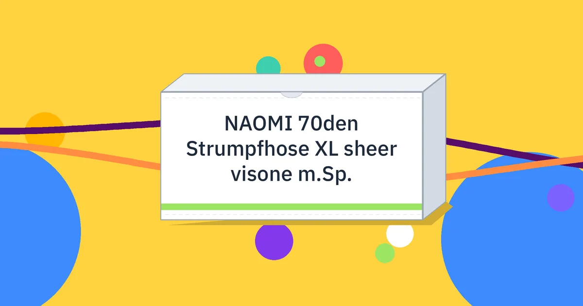 Symbolbild: Packung mit der Aufschrift NAOMI 70den Strumpfhose XL sheer visone m.Sp. (PZN 16179596) – Verfügbarkeit und Bezug in Apotheken in Frankfurt am Main