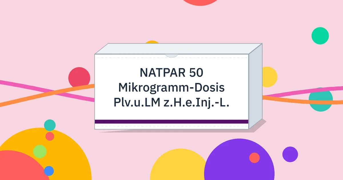 Symbolbild: Packung mit der Aufschrift NATPAR 50 Mikrogramm-Dosis Plv.u.LM z.H.e.Inj.-L. (PZN 18775670) – Verfügbarkeit und Bezug in Apotheken in Frankfurt am Main