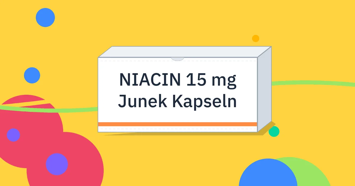 Symbolbild: Packung mit der Aufschrift NIACIN 15 mg Junek Kapseln (PZN 10052452) – Verfügbarkeit und Bezug in Apotheken in Frankfurt am Main