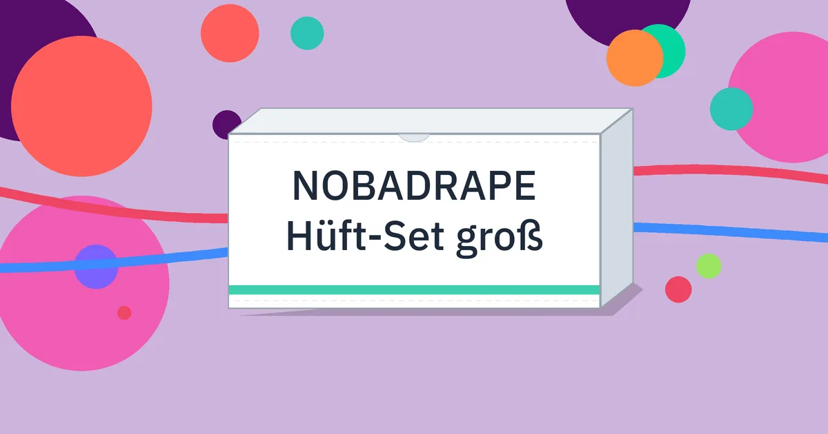 Symbolbild: Packung mit der Aufschrift NOBADRAPE Hüft-Set groß (PZN 10225881) – Verfügbarkeit und Bezug in Apotheken in Frankfurt am Main
