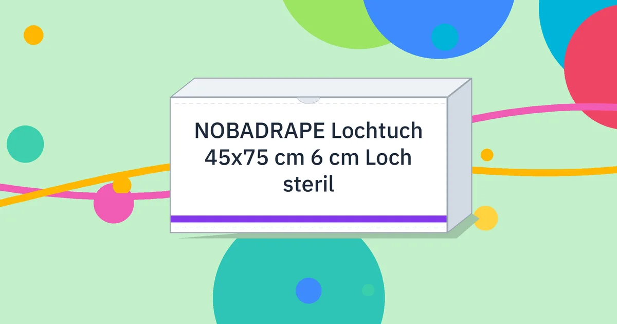 Symbolbild: Packung mit der Aufschrift NOBADRAPE Lochtuch 45x75 cm 6 cm Loch steril (PZN 02454722) – Verfügbarkeit und Bezug in Apotheken in Frankfurt am Main