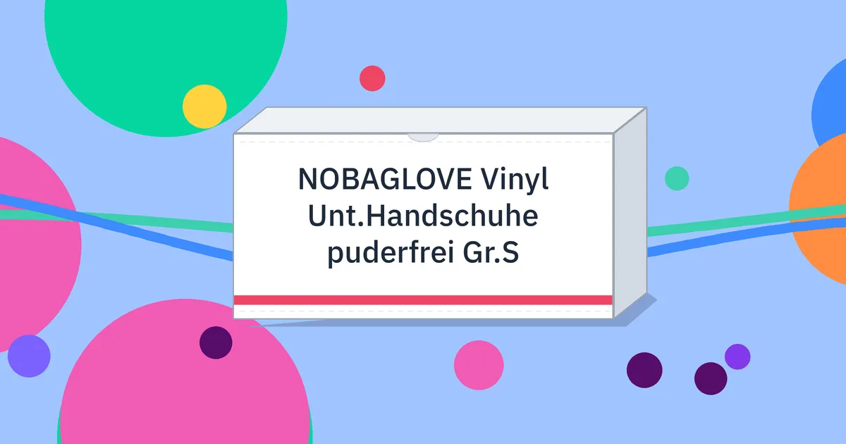 Symbolbild: Packung mit der Aufschrift NOBAGLOVE Vinyl Unt.Handschuhe puderfrei Gr.S (PZN 08403329) – Verfügbarkeit und Bezug in Apotheken in Frankfurt am Main