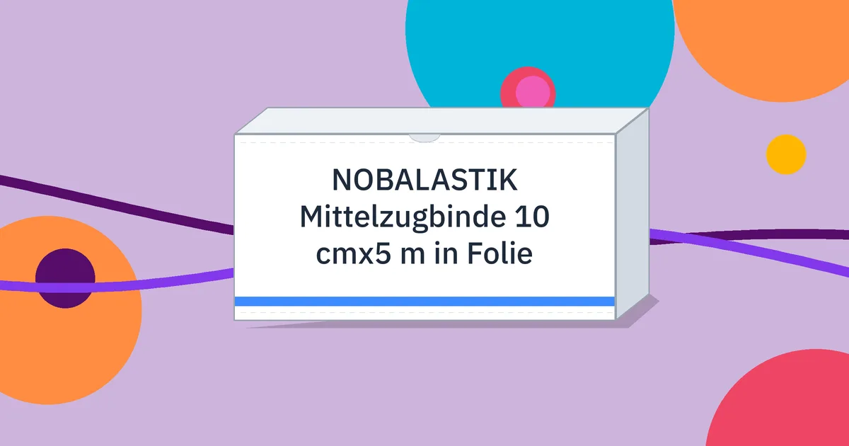 Symbolbild: Packung mit der Aufschrift NOBALASTIK Mittelzugbinde 10 cmx5 m in Folie (PZN 07096026) – Verfügbarkeit und Bezug in Apotheken in Frankfurt am Main