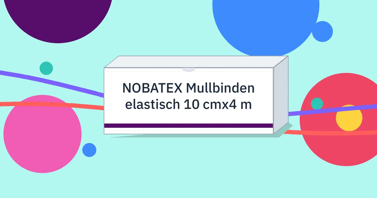 Symbolbild: Packung mit der Aufschrift NOBATEX Mullbinden elastisch 10 cmx4 m (PZN 07094978) – Verfügbarkeit und Bezug in Apotheken in Frankfurt am Main