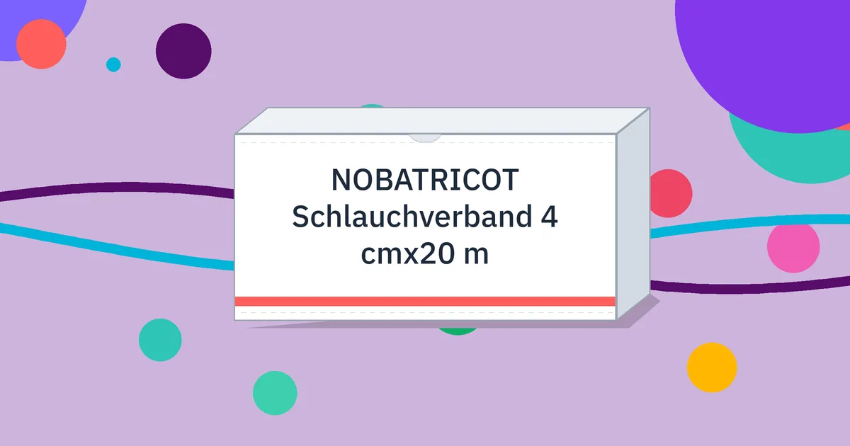 Symbolbild: Packung mit der Aufschrift NOBATRICOT Schlauchverband 4 cmx20 m (PZN 07093909) – Verfügbarkeit und Bezug in Apotheken in Frankfurt am Main