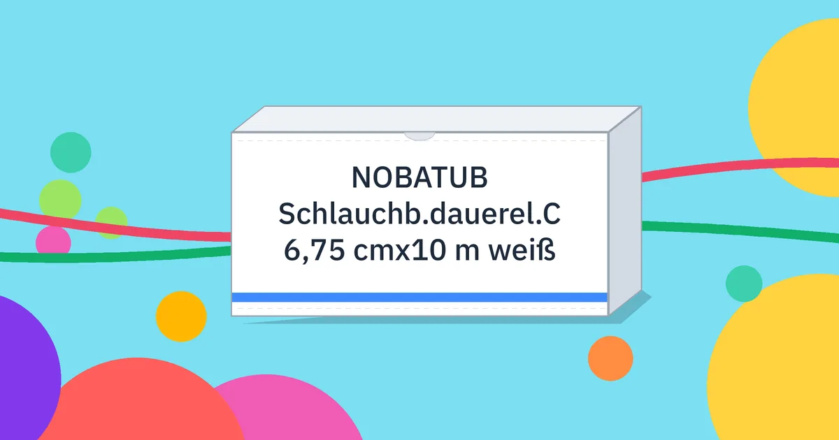 Symbolbild: Packung mit der Aufschrift NOBATUB Schlauchb.dauerel.C 6,75 cmx10 m weiß (PZN 00273471) – Verfügbarkeit und Bezug in Apotheken in Frankfurt am Main