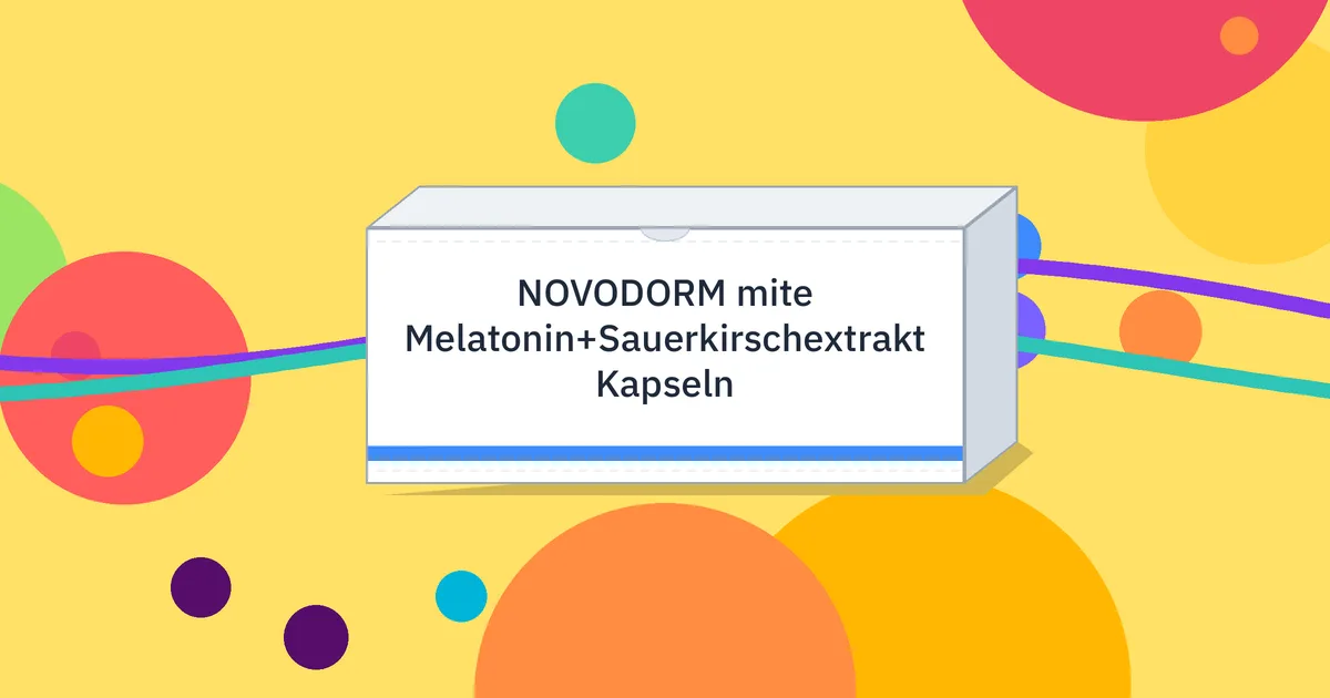 Symbolbild: Packung mit der Aufschrift NOVODORM mite Melatonin+Sauerkirschextrakt Kapseln (PZN 19733024) – Verfügbarkeit und Bezug in Apotheken in Frankfurt am Main