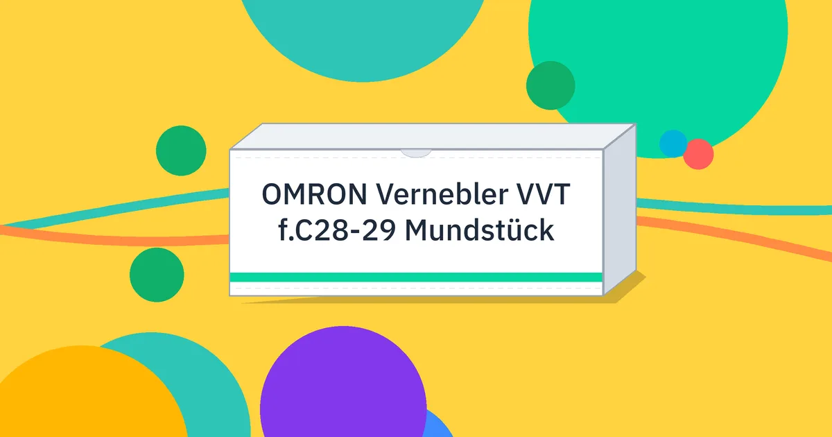 Symbolbild: Packung mit der Aufschrift OMRON Vernebler VVT f.C28-29 Mundstück (PZN 00695870) – Verfügbarkeit und Bezug in Apotheken in Frankfurt am Main