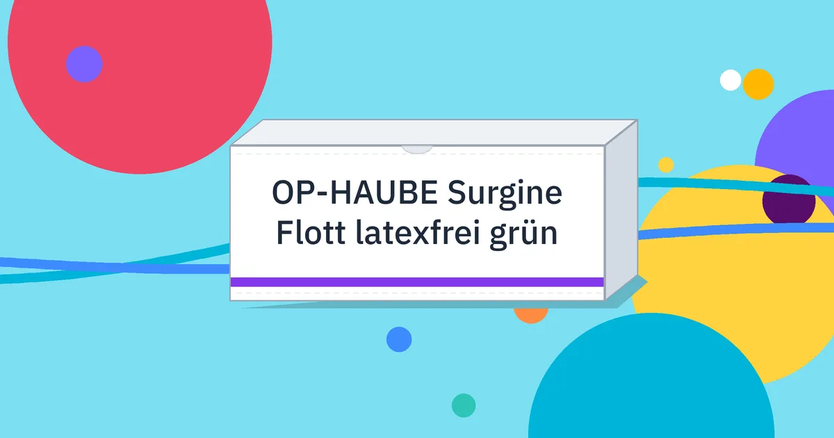 Symbolbild: Packung mit der Aufschrift OP-HAUBE Surgine Flott latexfrei grün (PZN 20393289) – Verfügbarkeit und Bezug in Apotheken in Frankfurt am Main