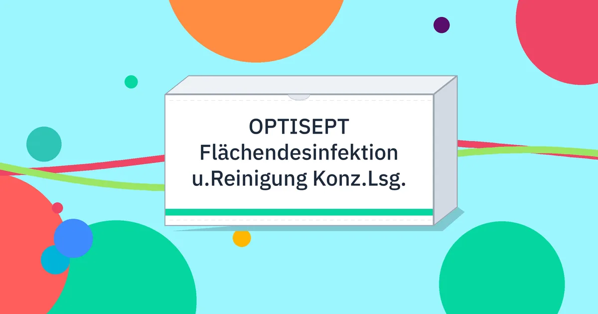 Symbolbild: Packung mit der Aufschrift OPTISEPT Flächendesinfektion u.Reinigung Konz.Lsg. (PZN 05381136) – Verfügbarkeit und Bezug in Apotheken in Frankfurt am Main