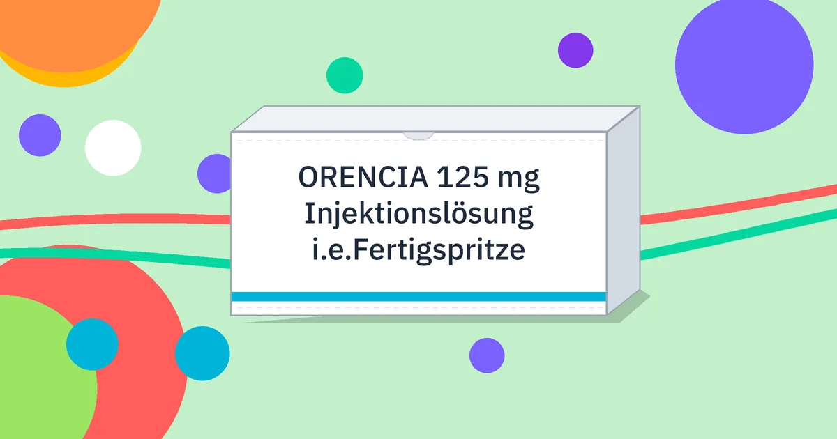 Symbolbild: Packung mit der Aufschrift ORENCIA 125 mg Injektionslösung i.e.Fertigspritze (PZN 11341589) – Verfügbarkeit und Bezug in Apotheken in Frankfurt am Main