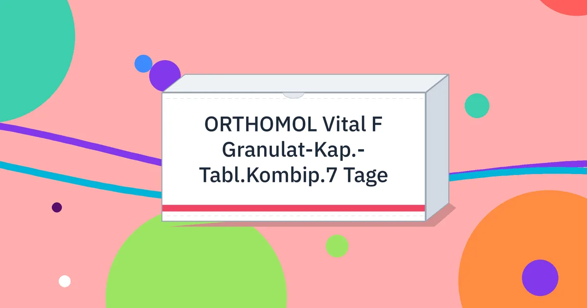 Symbolbild: Packung mit der Aufschrift ORTHOMOL Vital F Granulat-Kap.-Tabl.Kombip.7 Tage (PZN 18824747) – Verfügbarkeit und Bezug in Apotheken in Frankfurt am Main