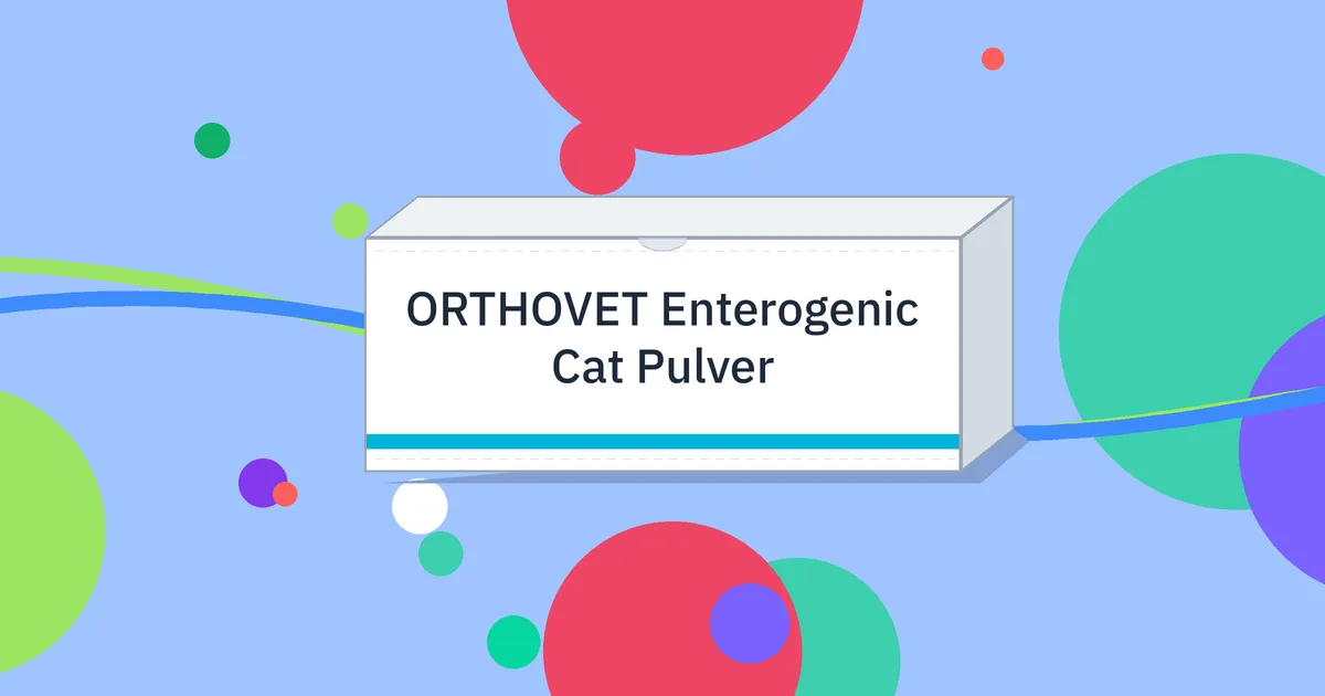 Symbolbild: Packung mit der Aufschrift ORTHOVET Enterogenic Cat Pulver (PZN 14320151) – Verfügbarkeit und Bezug in Apotheken in Frankfurt am Main