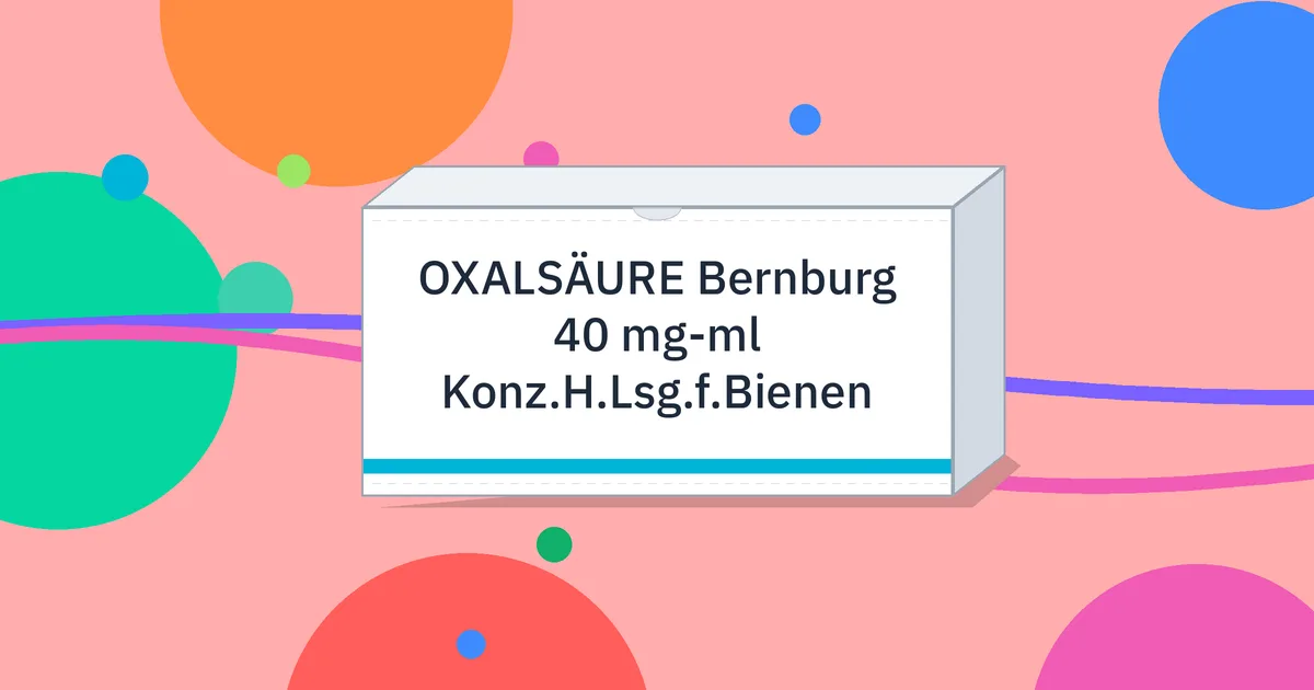 Symbolbild: Packung mit der Aufschrift OXALSÄURE Bernburg 40 mg-ml Konz.H.Lsg.f.Bienen (PZN 18679512) – Verfügbarkeit und Bezug in Apotheken in Frankfurt am Main