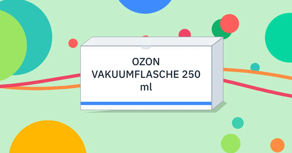 Symbolbild: Packung mit der Aufschrift OZON VAKUUMFLASCHE 250 ml (PZN 05893600) – Verfügbarkeit und Bezug in Apotheken in Frankfurt am Main