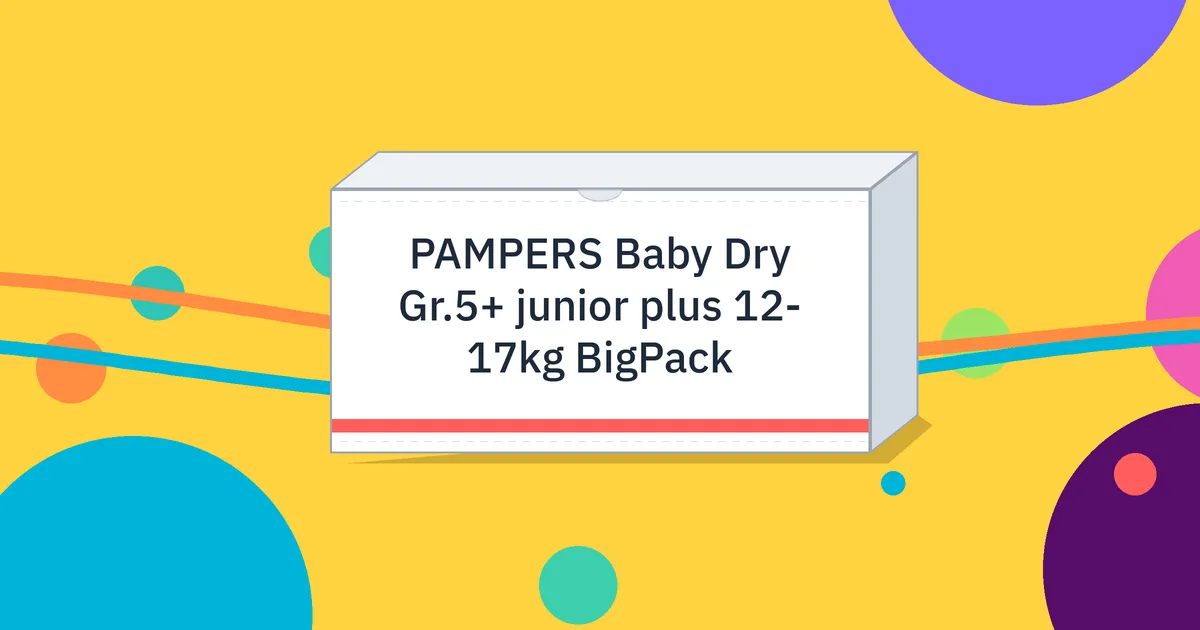 Symbolbild: Packung mit der Aufschrift PAMPERS Baby Dry Gr.5+ junior plus 12-17kg BigPack (PZN 19373146) – Verfügbarkeit und Bezug in Apotheken in Frankfurt am Main