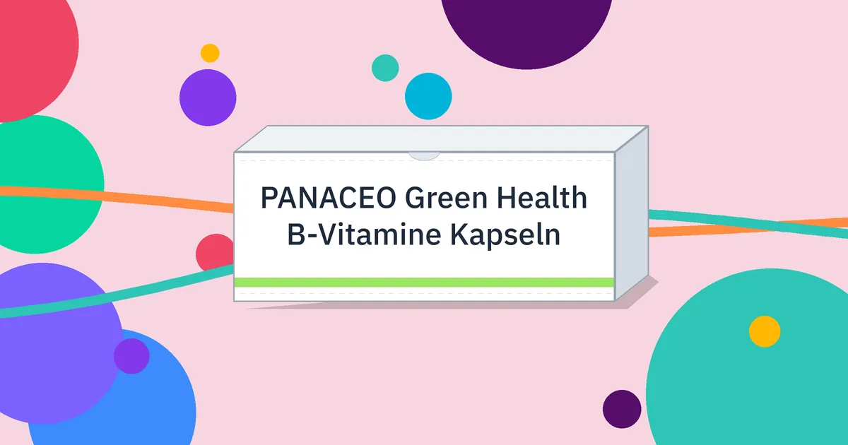 Symbolbild: Packung mit der Aufschrift PANACEO Green Health B-Vitamine Kapseln (PZN 18228956) – Verfügbarkeit und Bezug in Apotheken in Frankfurt am Main