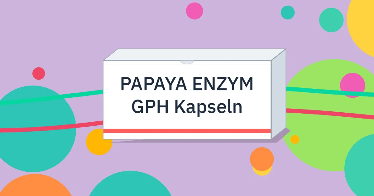 Symbolbild: Packung mit der Aufschrift PAPAYA ENZYM GPH Kapseln (PZN 03450229) – Verfügbarkeit und Bezug in Apotheken in Frankfurt am Main