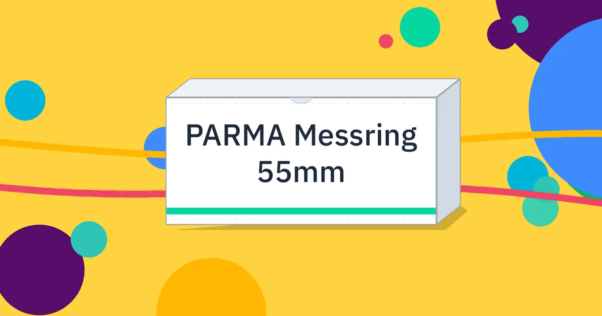 Symbolbild: Packung mit der Aufschrift PARMA Messring 55mm (PZN 01734767) – Verfügbarkeit und Bezug in Apotheken in Frankfurt am Main