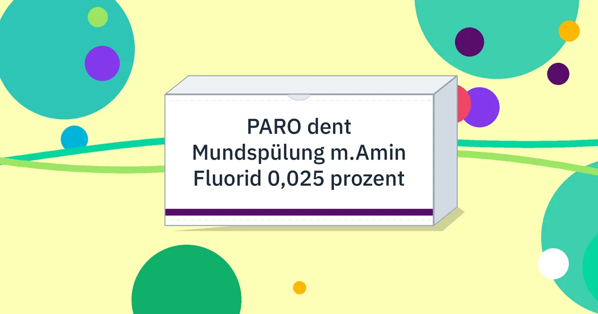 Symbolbild: Packung mit der Aufschrift PARO dent Mundspülung m.Amin Fluorid 0,025 prozent (PZN 17373231) – Verfügbarkeit und Bezug in Apotheken in Frankfurt am Main