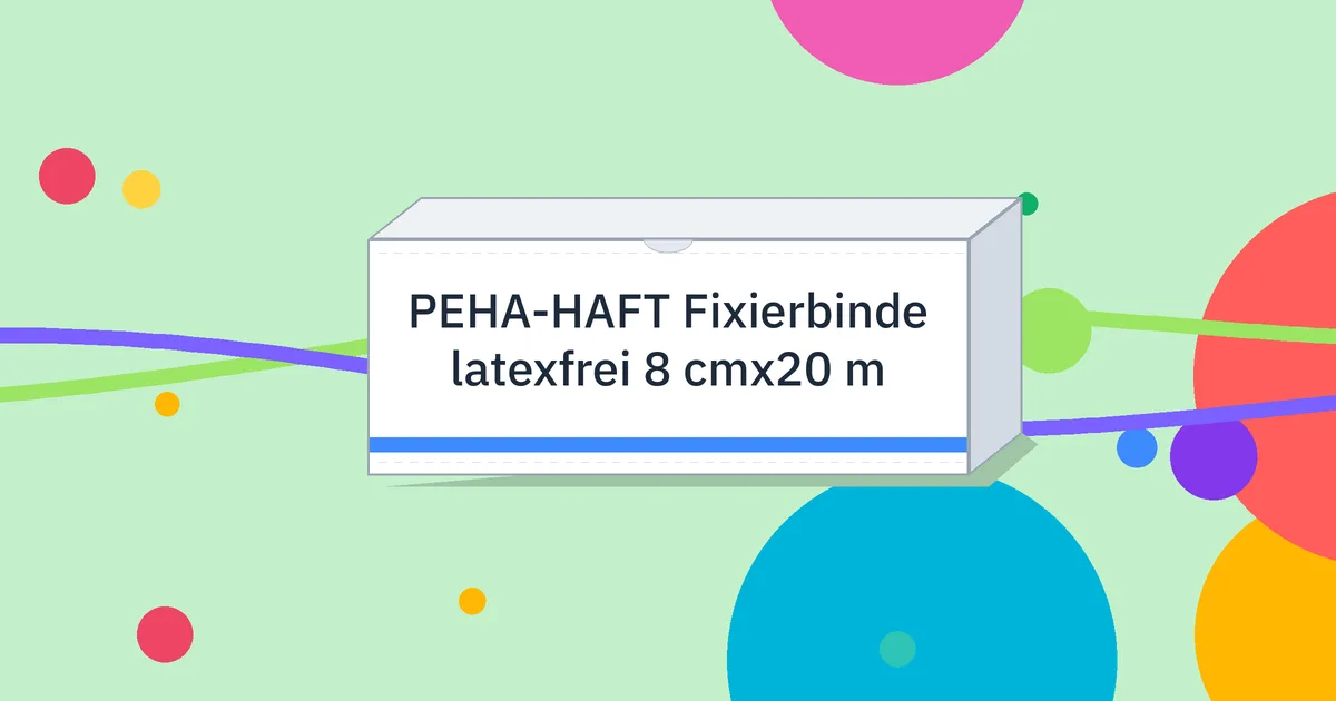 Symbolbild: Packung mit der Aufschrift PEHA-HAFT Fixierbinde latexfrei 8 cmx20 m (PZN 15615279) – Verfügbarkeit und Bezug in Apotheken in Frankfurt am Main