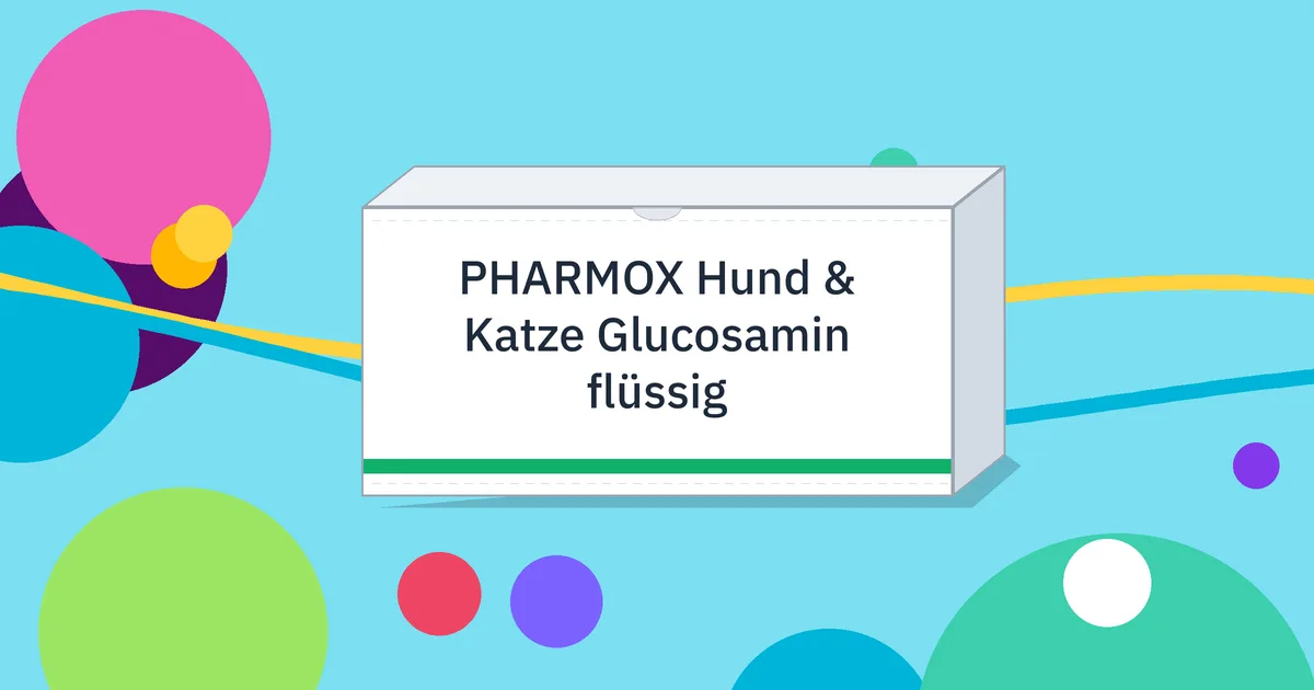 Symbolbild: Packung mit der Aufschrift PHARMOX Hund & Katze Glucosamin flüssig (PZN 17890452) – Verfügbarkeit und Bezug in Apotheken in Frankfurt am Main