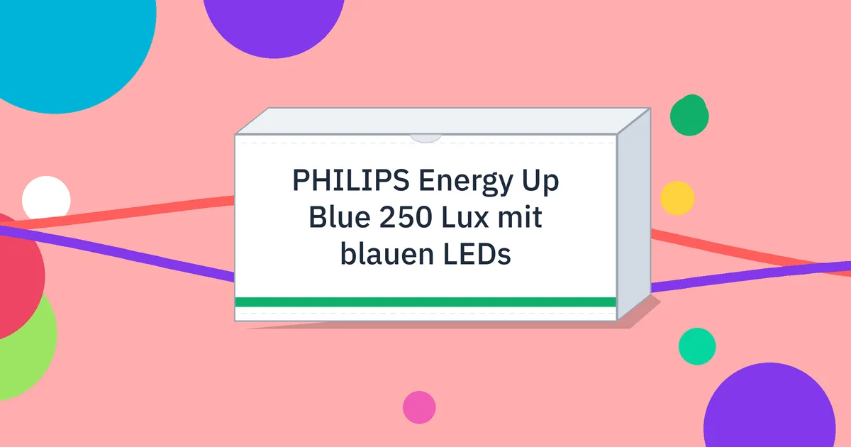 Symbolbild: Packung mit der Aufschrift PHILIPS Energy Up Blue 250 Lux mit blauen LEDs (PZN 10347644) – Verfügbarkeit und Bezug in Apotheken in Frankfurt am Main