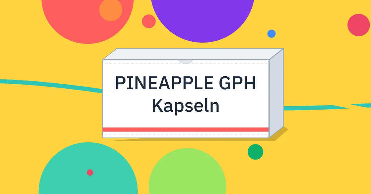 Symbolbild: Packung mit der Aufschrift PINEAPPLE GPH Kapseln (PZN 02568822) – Verfügbarkeit und Bezug in Apotheken in Frankfurt am Main