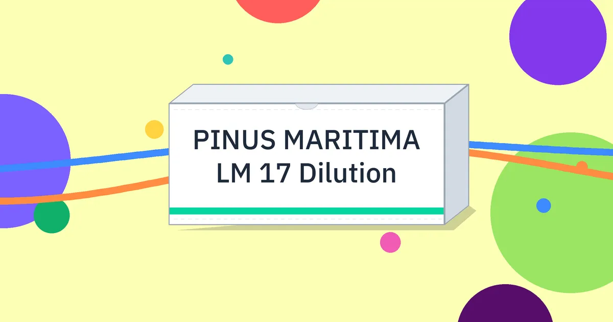Symbolbild: Packung mit der Aufschrift PINUS MARITIMA LM 17 Dilution (PZN 13644408) – Verfügbarkeit und Bezug in Apotheken in Frankfurt am Main