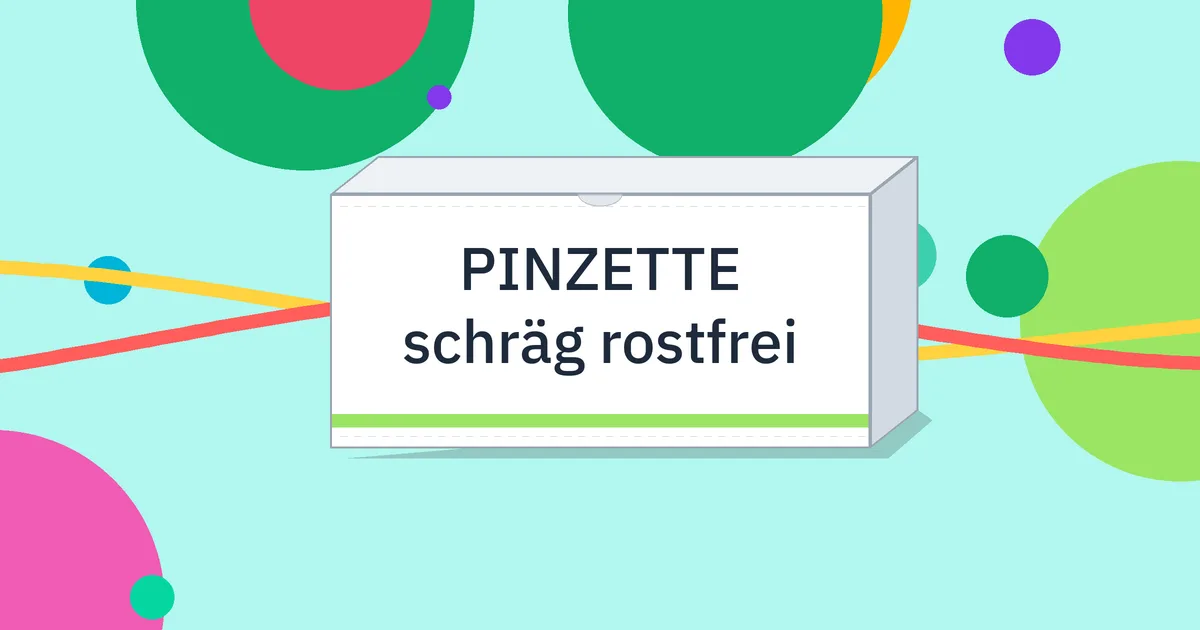Symbolbild: Packung mit der Aufschrift PINZETTE schräg rostfrei (PZN 01519017) – Verfügbarkeit und Bezug in Apotheken in Frankfurt am Main