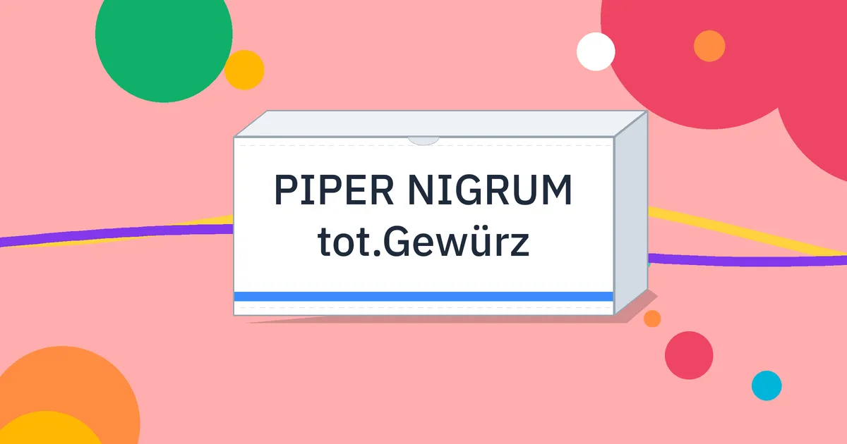 Symbolbild: Packung mit der Aufschrift PIPER NIGRUM tot.Gewürz (PZN 12545302) – Verfügbarkeit und Bezug in Apotheken in Frankfurt am Main