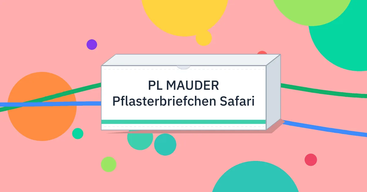 Symbolbild: Packung mit der Aufschrift PL MAUDER Pflasterbriefchen Safari (PZN 19435769) – Verfügbarkeit und Bezug in Apotheken in Frankfurt am Main