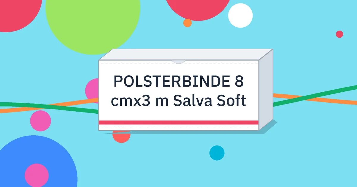 Symbolbild: Packung mit der Aufschrift POLSTERBINDE 8 cmx3 m Salva Soft (PZN 17152027) – Verfügbarkeit und Bezug in Apotheken in Frankfurt am Main