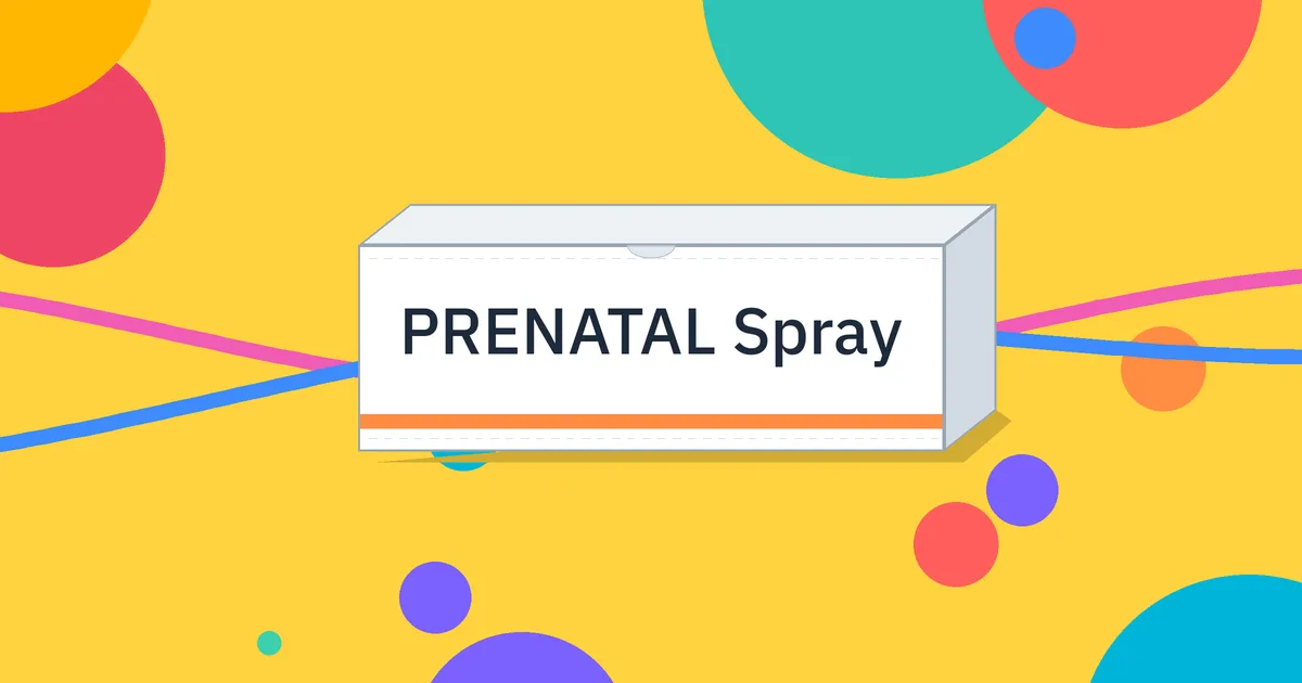 Symbolbild: Packung mit der Aufschrift PRENATAL Spray (PZN 19143340) – Verfügbarkeit und Bezug in Apotheken in Frankfurt am Main