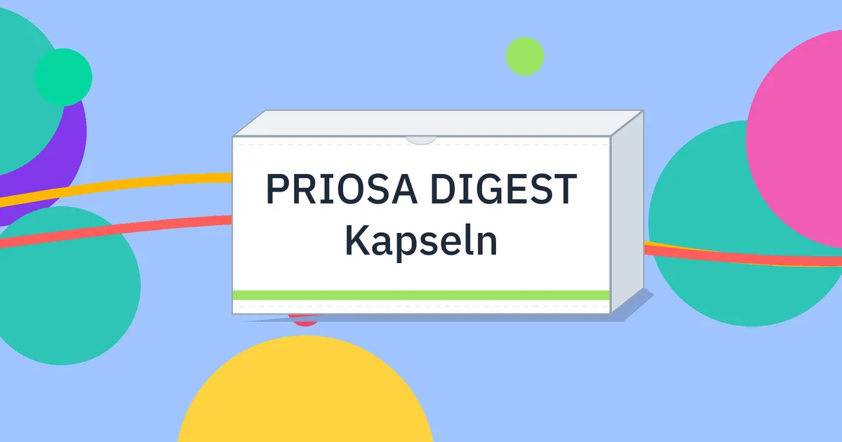 Symbolbild: Packung mit der Aufschrift PRIOSA DIGEST Kapseln (PZN 19166097) – Verfügbarkeit und Bezug in Apotheken in Frankfurt am Main