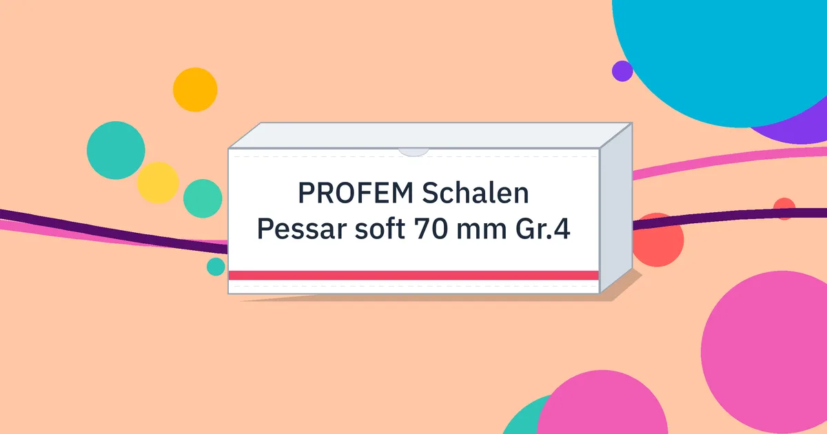 Symbolbild: Packung mit der Aufschrift PROFEM Schalen Pessar soft 70 mm Gr.4 (PZN 20394047) – Verfügbarkeit und Bezug in Apotheken in Frankfurt am Main
