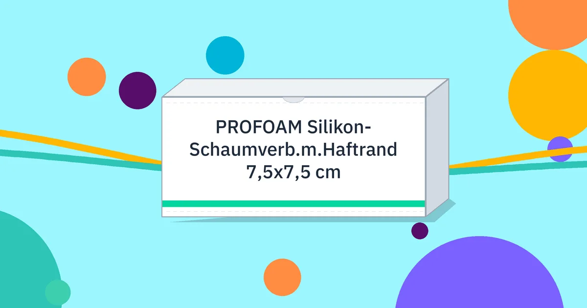 Symbolbild: Packung mit der Aufschrift PROFOAM Silikon-Schaumverb.m.Haftrand 7,5x7,5 cm (PZN 19697038) – Verfügbarkeit und Bezug in Apotheken in Frankfurt am Main