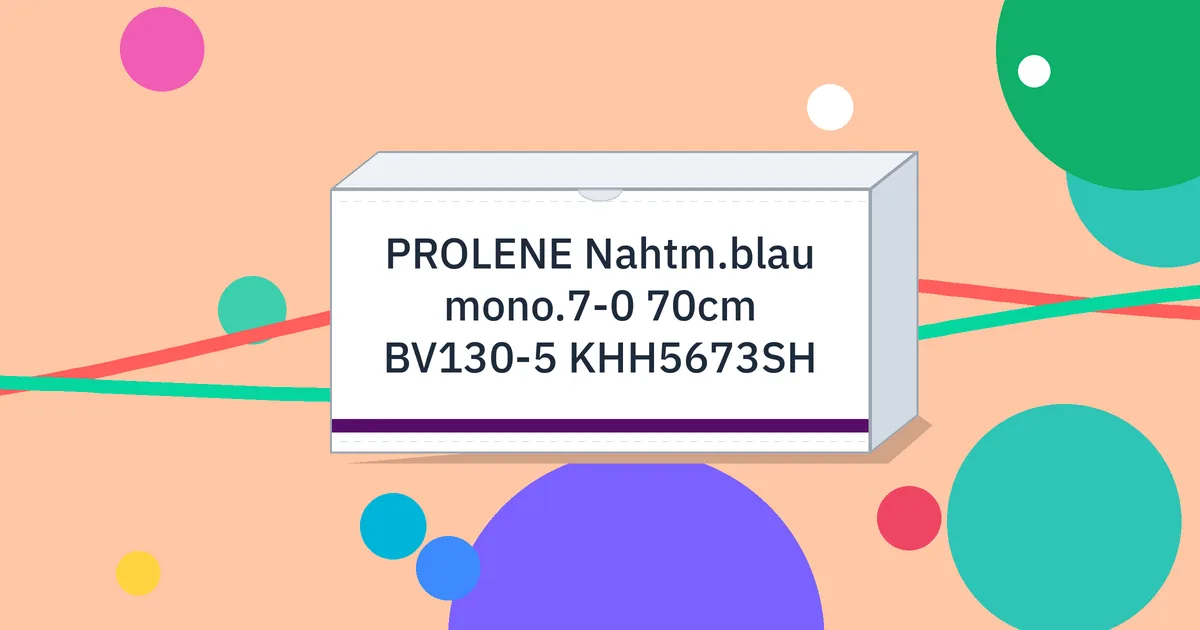 Symbolbild: Packung mit der Aufschrift PROLENE Nahtm.blau mono.7-0 70cm BV130-5 KHH5673SH (PZN 20855092) – Verfügbarkeit und Bezug in Apotheken in Frankfurt am Main