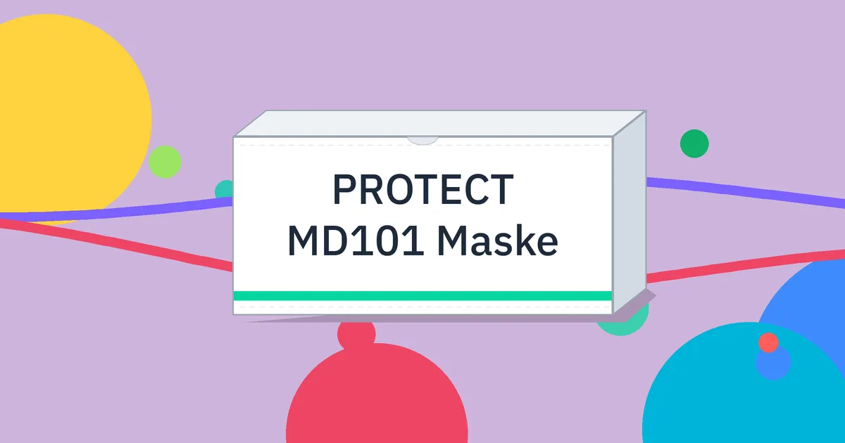 Symbolbild: Packung mit der Aufschrift PROTECT MD101 Maske (PZN 16926550) – Verfügbarkeit und Bezug in Apotheken in Frankfurt am Main