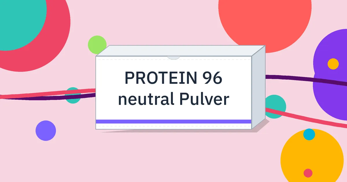 Symbolbild: Packung mit der Aufschrift PROTEIN 96 neutral Pulver (PZN 10533938) – Verfügbarkeit und Bezug in Apotheken in Frankfurt am Main