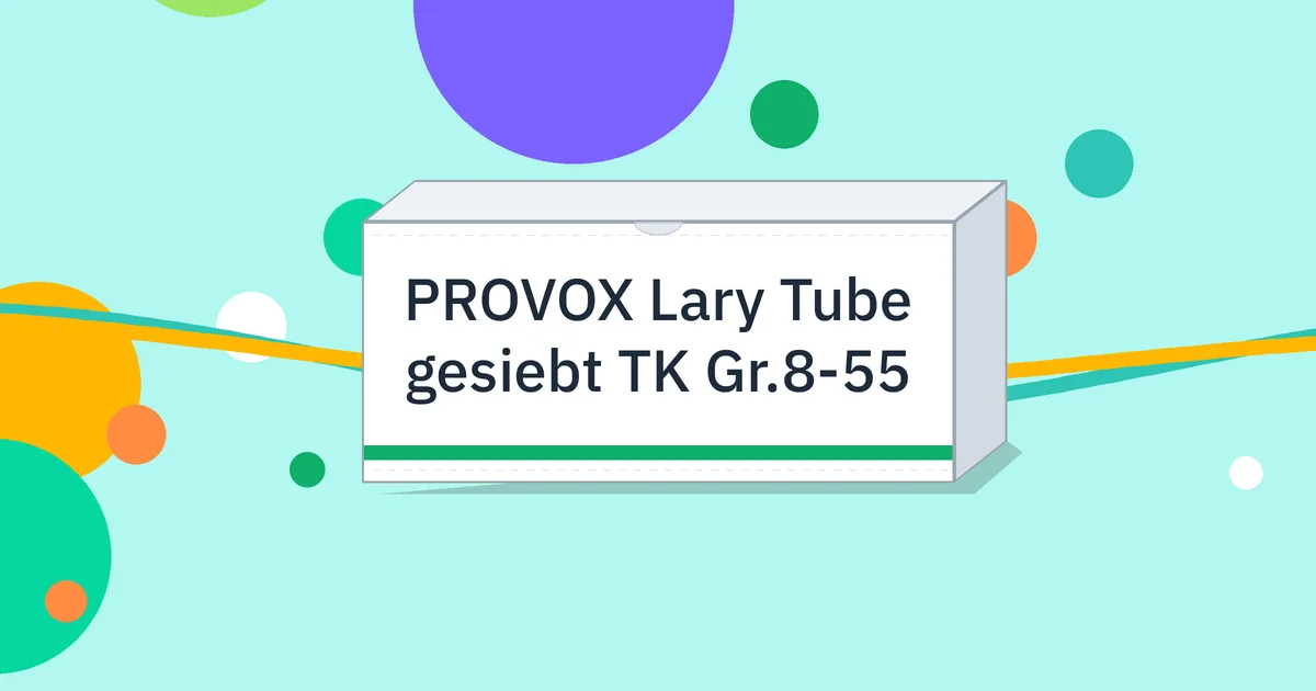 Symbolbild: Packung mit der Aufschrift PROVOX Lary Tube gesiebt TK Gr.8-55 (PZN 02398337) – Verfügbarkeit und Bezug in Apotheken in Frankfurt am Main