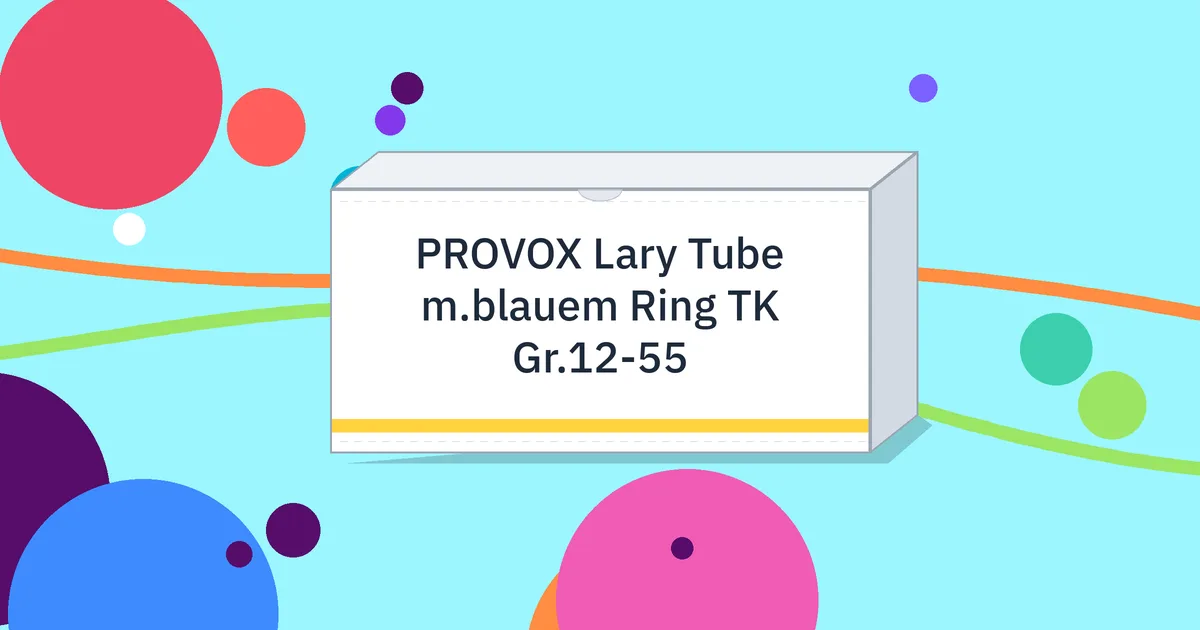 Symbolbild: Packung mit der Aufschrift PROVOX Lary Tube m.blauem Ring TK Gr.12-55 (PZN 02397533) – Verfügbarkeit und Bezug in Apotheken in Frankfurt am Main