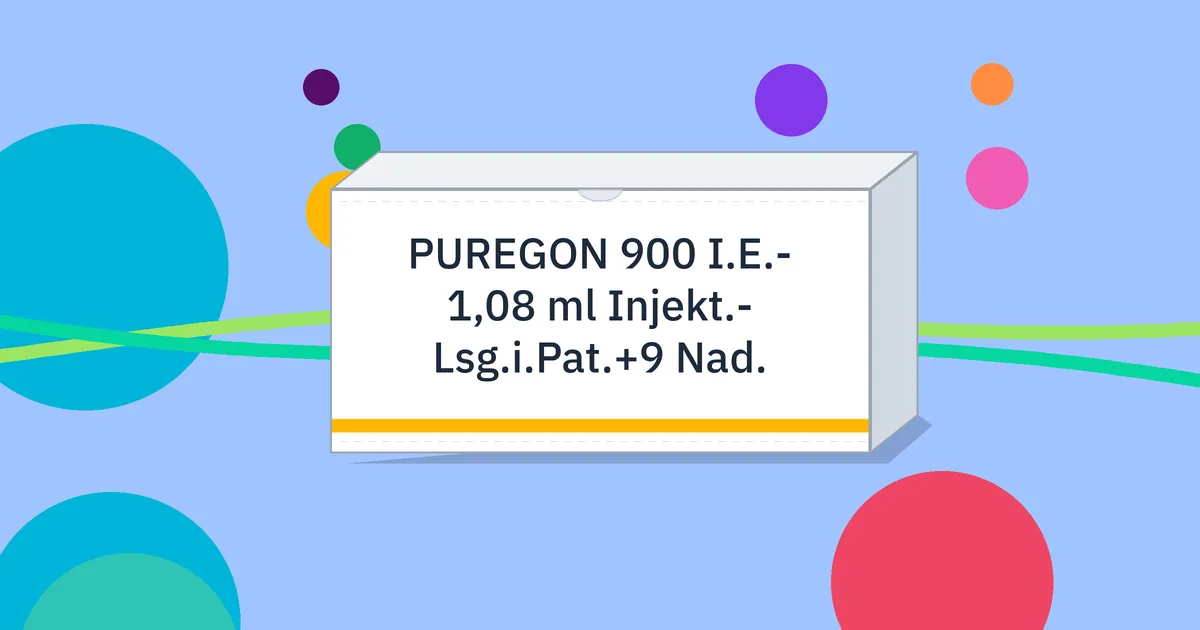 Symbolbild: Packung mit der Aufschrift PUREGON 900 I.E.-1,08 ml Injekt.-Lsg.i.Pat.+9 Nad. (PZN 00420989) – Verfügbarkeit und Bezug in Apotheken in Frankfurt am Main