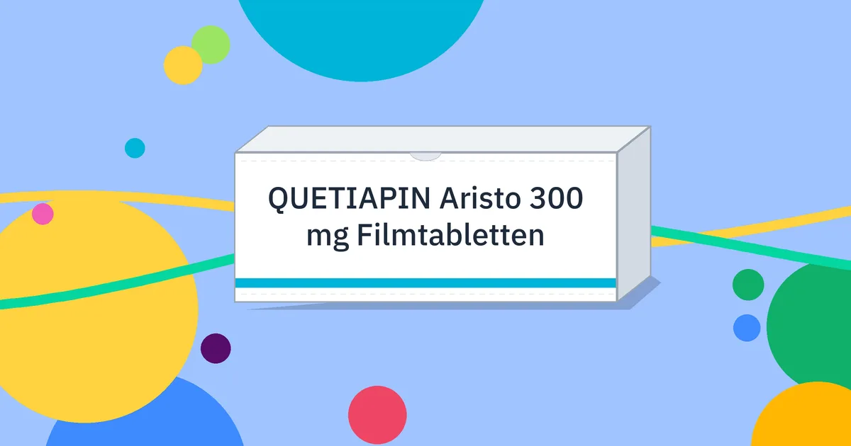 Symbolbild: Packung mit der Aufschrift QUETIAPIN Aristo 300 mg Filmtabletten (PZN 14385848) – Verfügbarkeit und Bezug in Apotheken in Frankfurt am Main