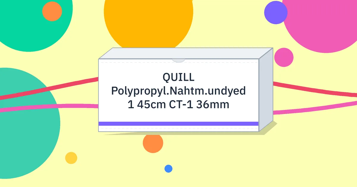 Symbolbild: Packung mit der Aufschrift QUILL Polypropyl.Nahtm.undyed 1 45cm CT-1 36mm (PZN 17990780) – Verfügbarkeit und Bezug in Apotheken in Frankfurt am Main
