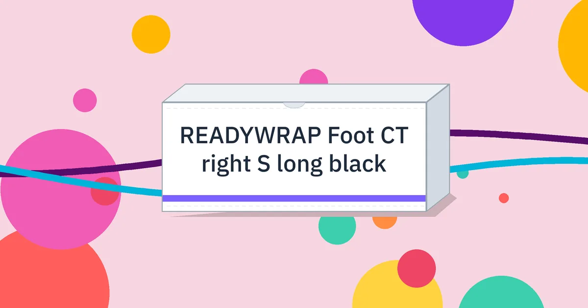 Symbolbild: Packung mit der Aufschrift READYWRAP Foot CT right S long black (PZN 18009183) – Verfügbarkeit und Bezug in Apotheken in Frankfurt am Main