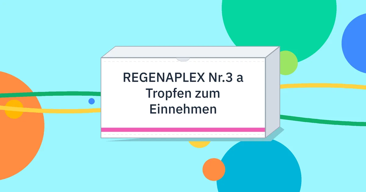 Symbolbild: Packung mit der Aufschrift REGENAPLEX Nr.3 a Tropfen zum Einnehmen (PZN 06971012) – Verfügbarkeit und Bezug in Apotheken in Frankfurt am Main