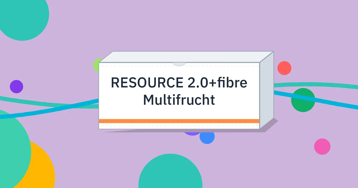 Symbolbild: Packung mit der Aufschrift RESOURCE 2.0+fibre Multifrucht (PZN 12737800) – Verfügbarkeit und Bezug in Apotheken in Frankfurt am Main