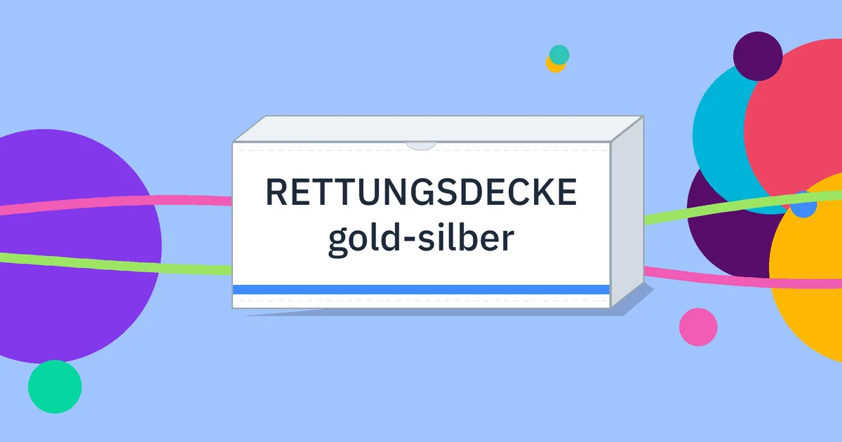 Symbolbild: Packung mit der Aufschrift RETTUNGSDECKE gold-silber (PZN 04821509) – Verfügbarkeit und Bezug in Apotheken in Frankfurt am Main