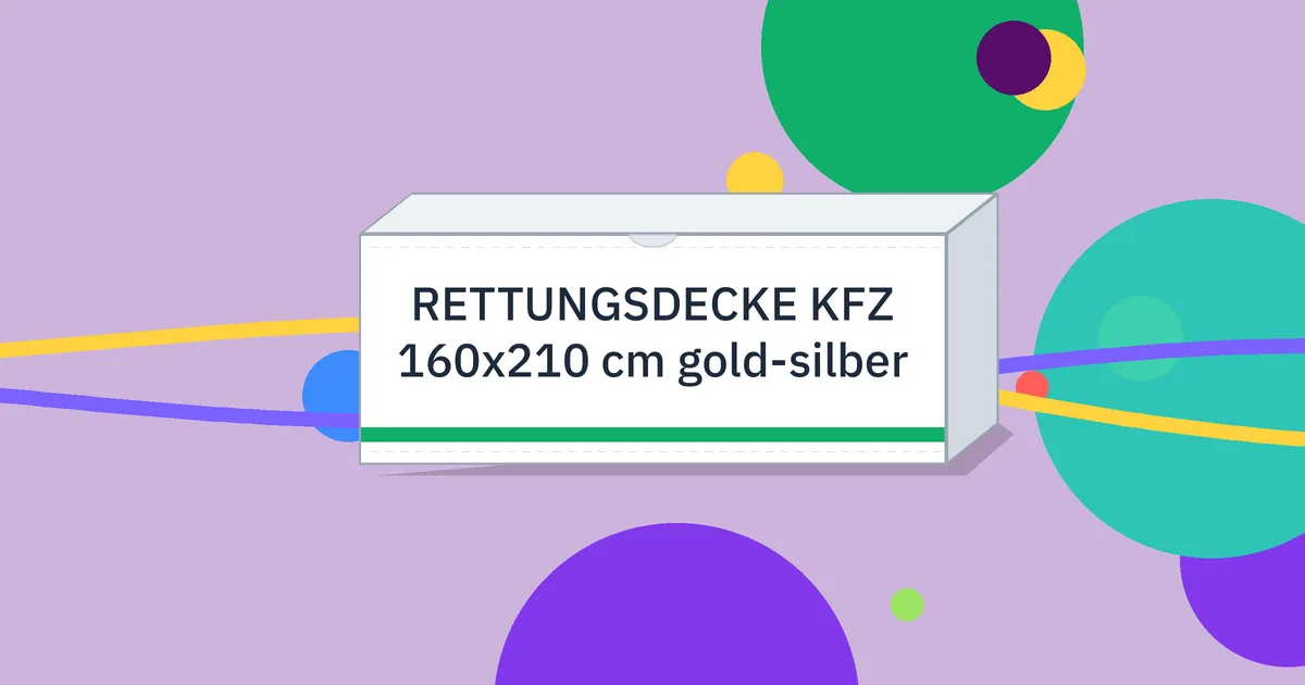 Symbolbild: Packung mit der Aufschrift RETTUNGSDECKE KFZ 160x210 cm gold-silber (PZN 04939151) – Verfügbarkeit und Bezug in Apotheken in Frankfurt am Main